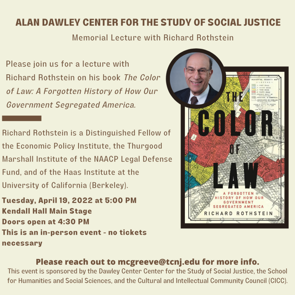 April 19: Richard Rothstein’s “The Color of Law” Lecture | The Alan ...